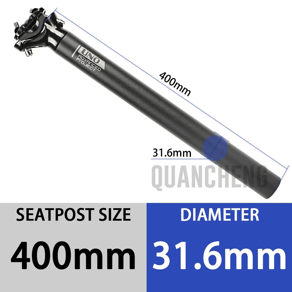UNO Подседельный штырь MTB алюминиевый матовый черный 27,2/30,9/31,6 мм 5 мм 31.6x400mm
