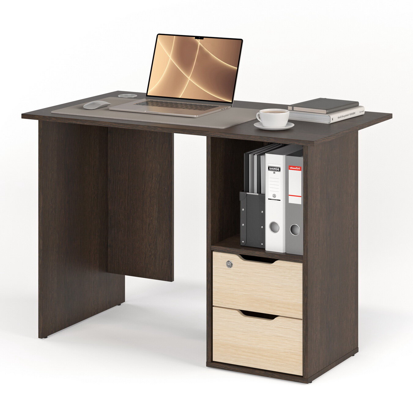 Стол письменный БАНГА-62 правый Венге - Дуб молочный