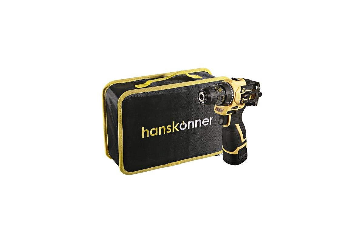 Дрель-шуруповерт аккумуляторная Hanskonner HCD1645BLC бесщеточная 14.4В, 2 аккx2.0А/ч, 45Н/м, сумка-кейс