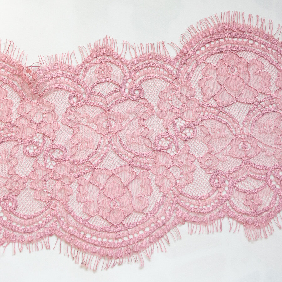 Изысканное шантильи: Кружево реснички 165 мм, 9м(3шт*3м), цвет тёмная роза