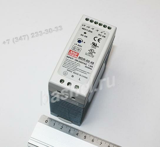 48V, 60W, 1.25A MDR-60-48 DIN, Модуль питания сетевой (блок питания на DIN рейку), MDR-60, MW