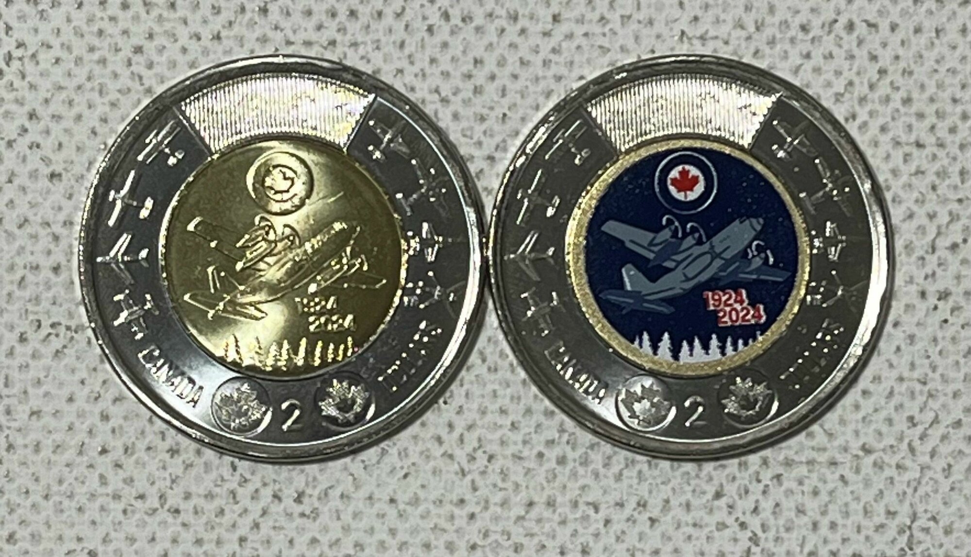 Канада 2 доллара 2024 - 100 лет ВВС Канады, авиация, набор из 2 монет