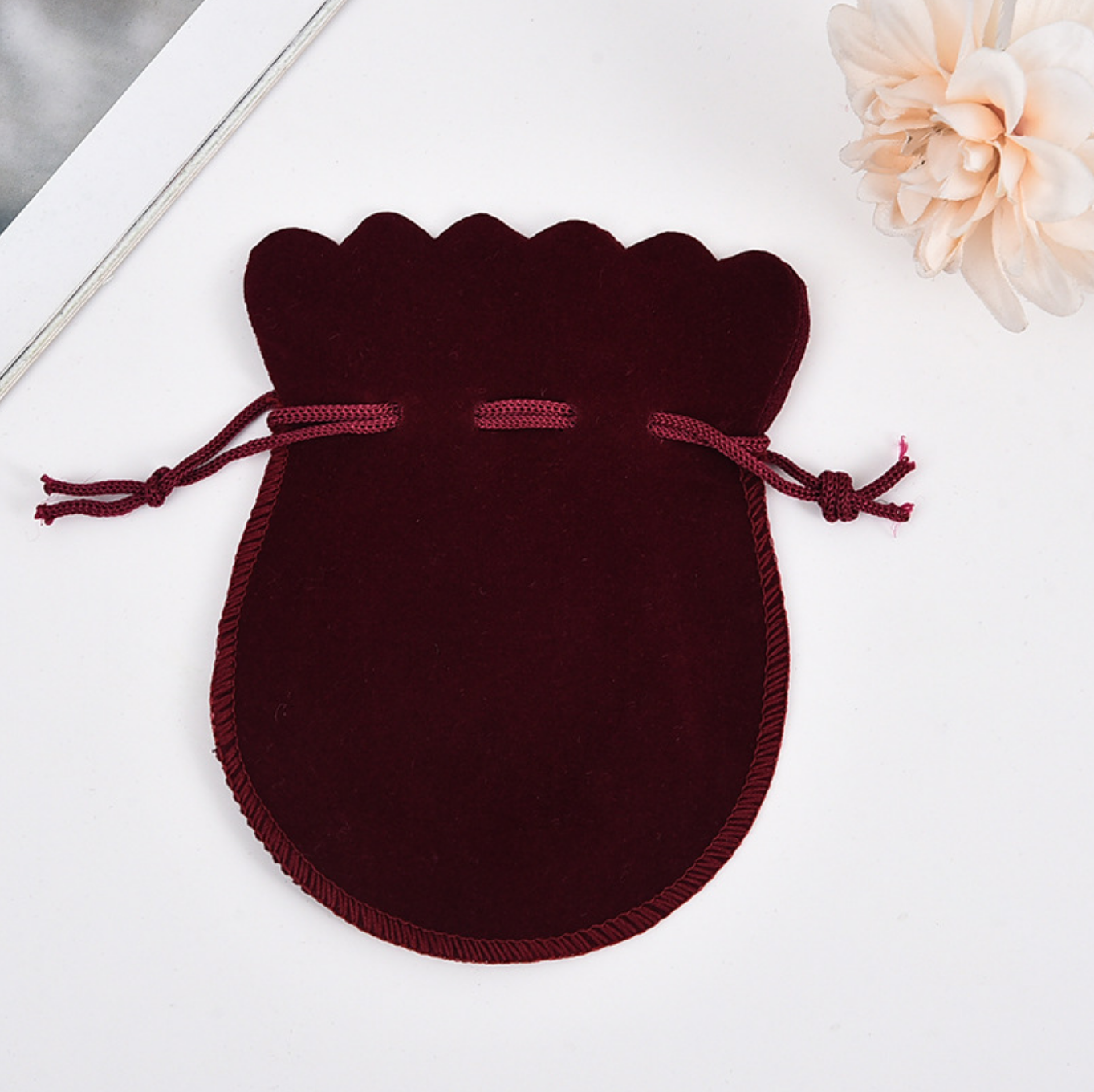 Бархатный подарочный мешочек, 5 штук 7×9, бордо