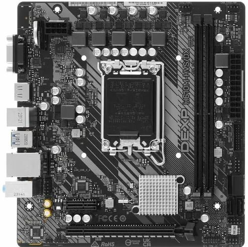 Материнская плата DEXP H610M-HVS/DX (H610M-HVS/DX) - LGA 1700, Intel H610, 2xDDR4-3200 МГц, 1xPCI-Ex16, Micro-ATX