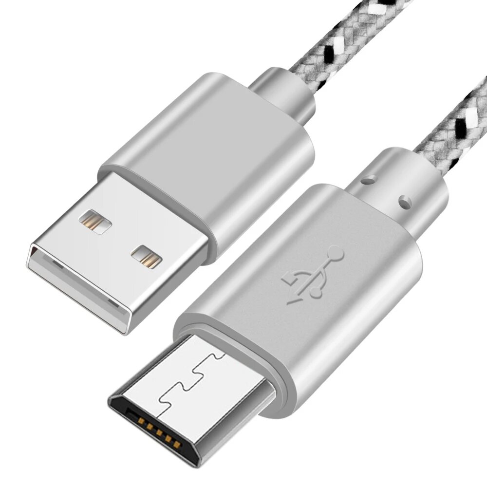 Кабель Micro USB в оплетке Olnylo, кабель для синхронизации данных и зарядки для телефонов Samsung, Huawei, Xiaomi, Android, кабели Micro USB для быстрой зарядки 0.5, White Micro USB