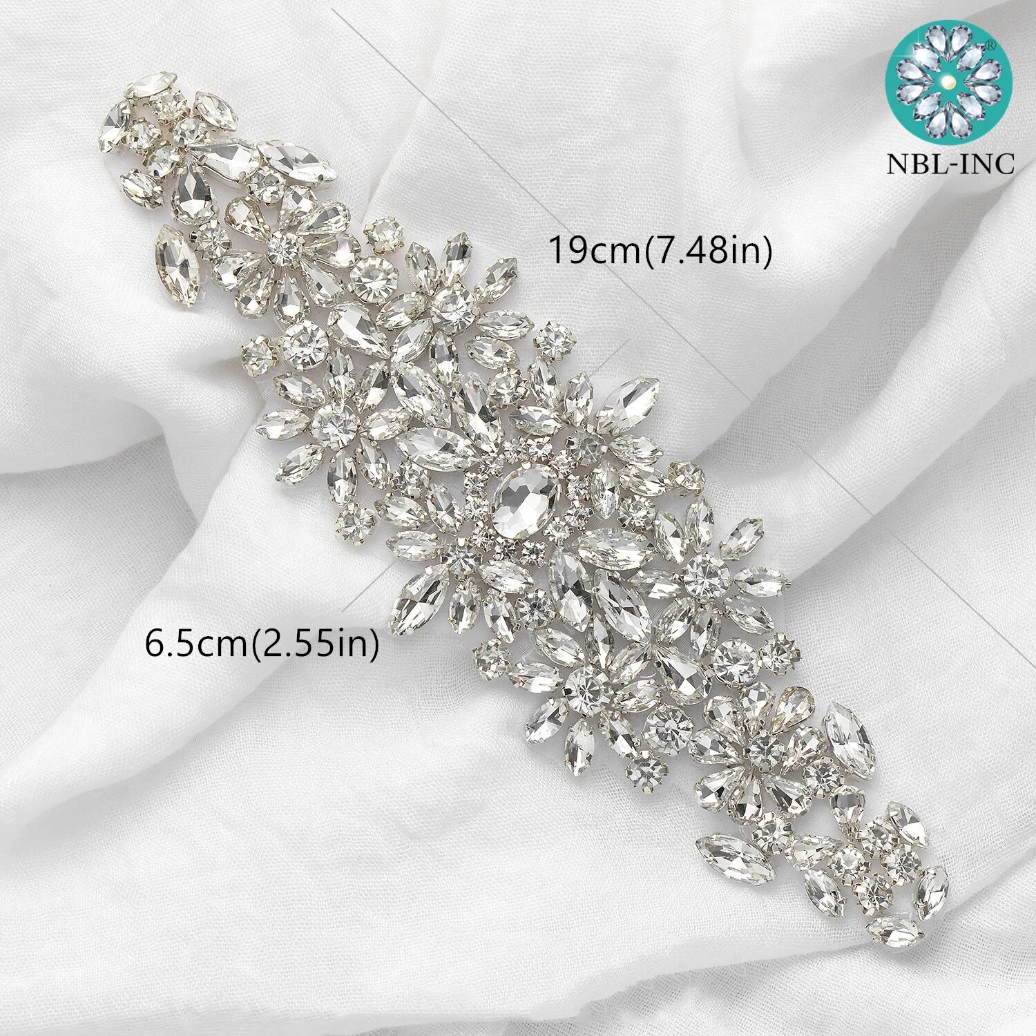 Серебряный пояс с кристаллами NBL-INC 19x6.5 см