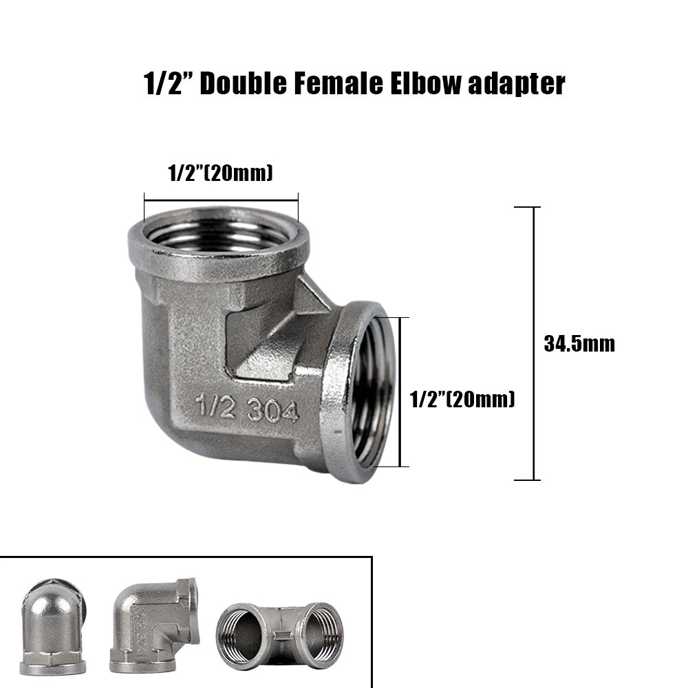 Редукционный угловой тройник из нержавеющей стали 1/2" 3/4" D