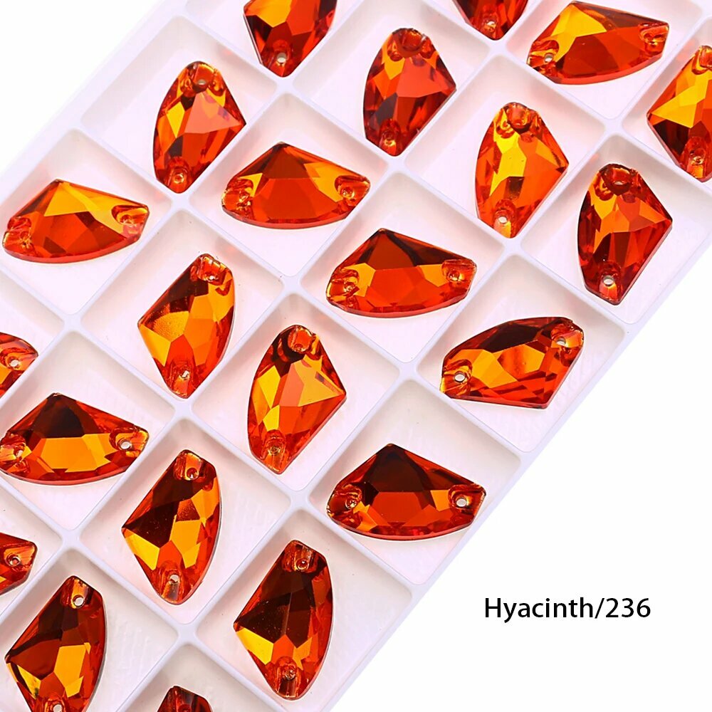 Стразы для декора одежды кристалл Оранжевый, 19x12mm-15pcs, Hyacinth 236