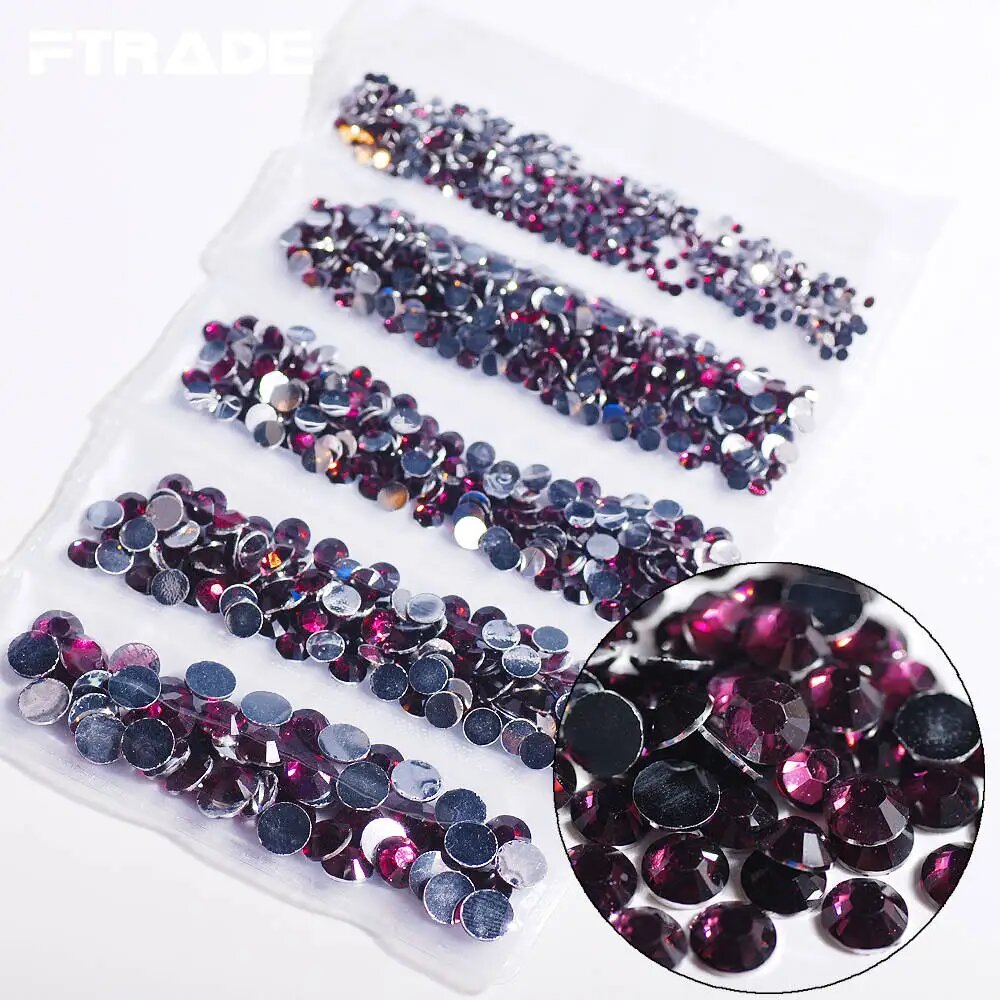 Стразы Hisenlee разноцветные 2-6 мм Grape purple