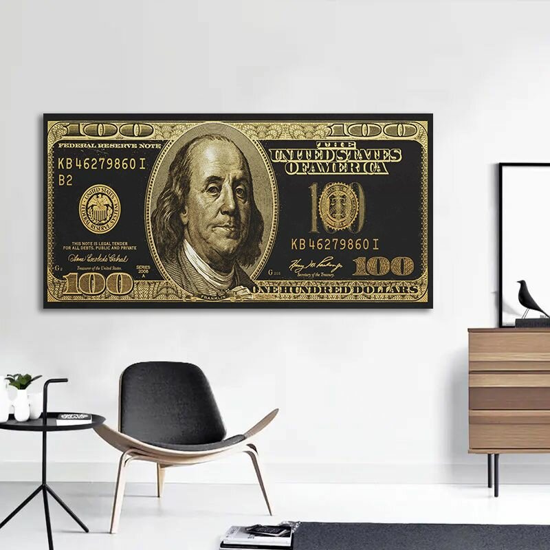 Картина "Доллар", 40x80 см, на подрамнике, из экологически чистых материалов