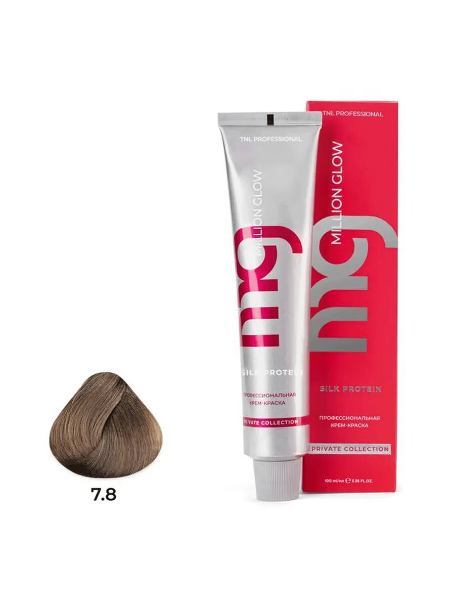 Крем-краска для волос Million glow Private collection Silk protein 7.8