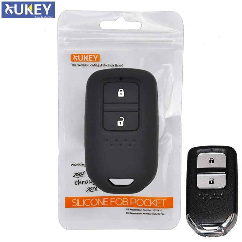 Для Honda HR-V Vezel Fit Jazz City Civic Accord силиконовый чехол для дистанционного ключа, чехол для брелка, держатель кожи, 2 кнопки 2015-2018