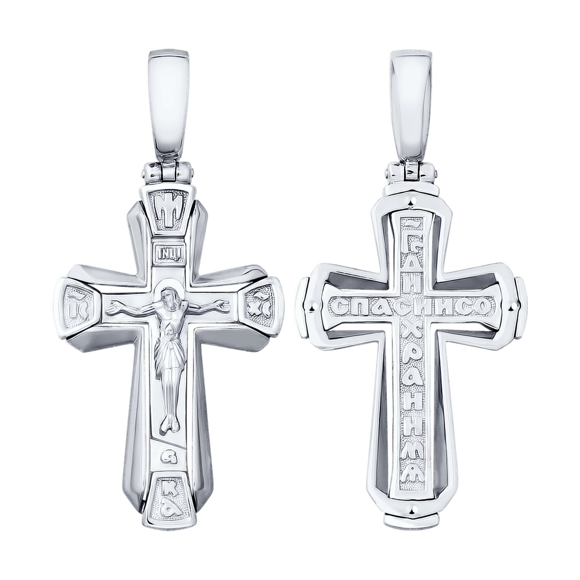 Крестик, белое золото, 585 проба