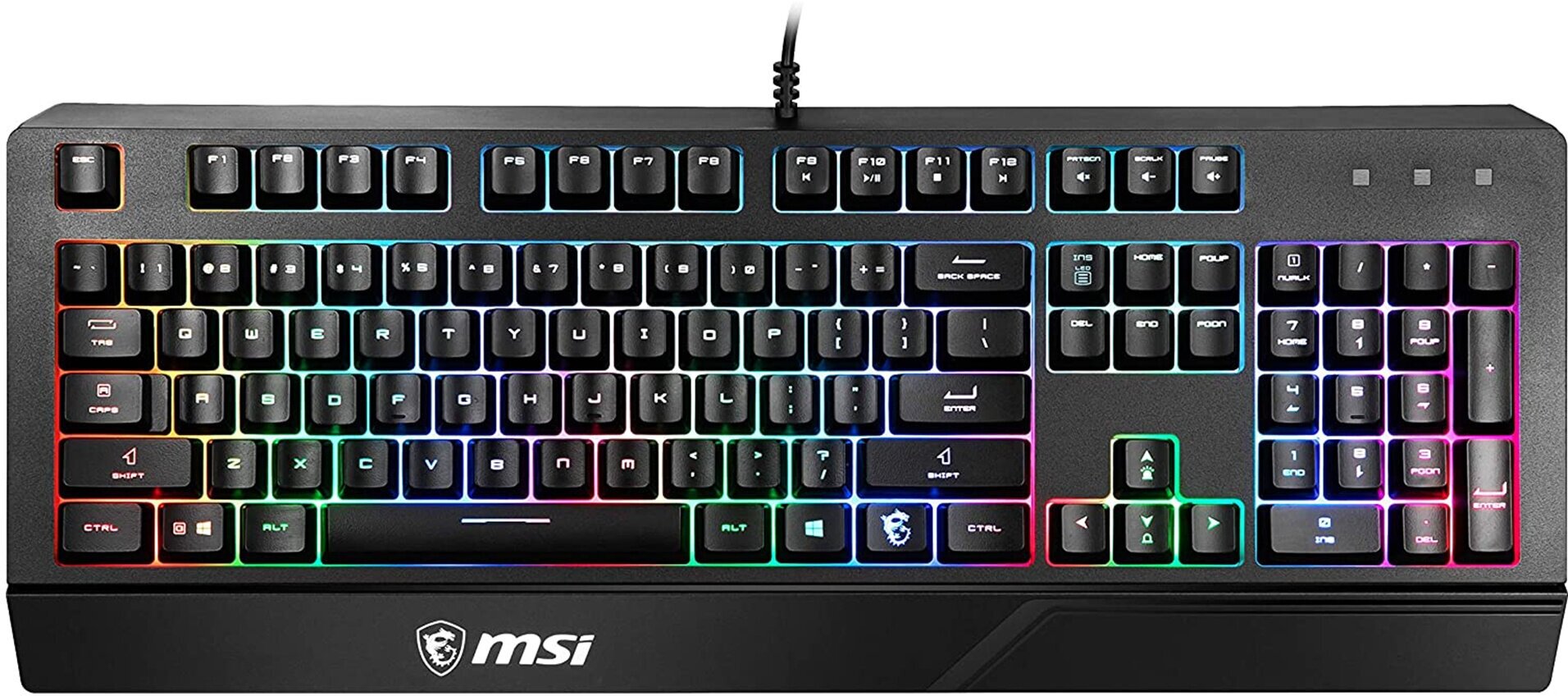 Клавиатура MSI VIGOR GK20 RU черный USB Multimedia for gamer LED подставка для запястий
