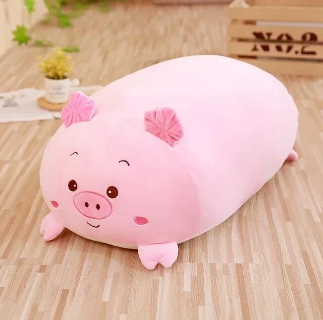 Розовая подушка-игрушка свинка, 28 см