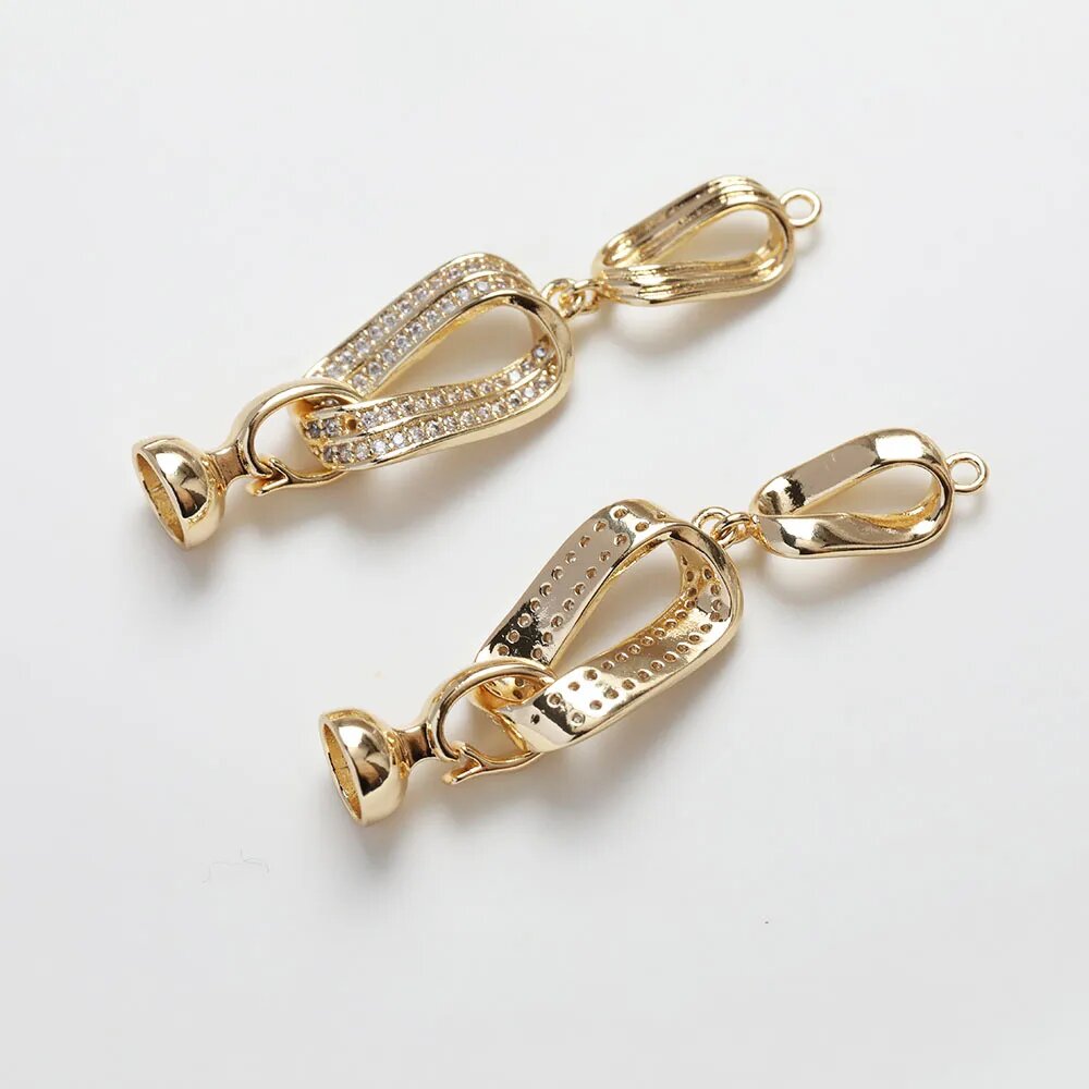 2 шт. позолоченные латунные застежки для ожерелий 10*42 мм Gold