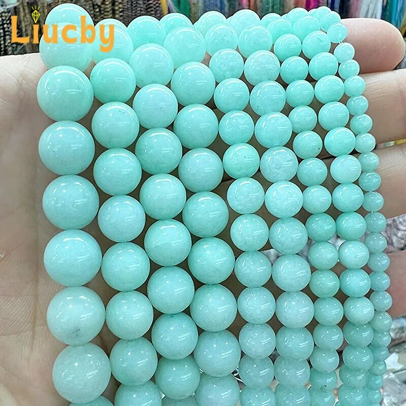 Зеленый амазонит хрустальный халцедон бусины для бижутерии 3/4/6/8/10/12/14 мм 10mm-about 36pcs