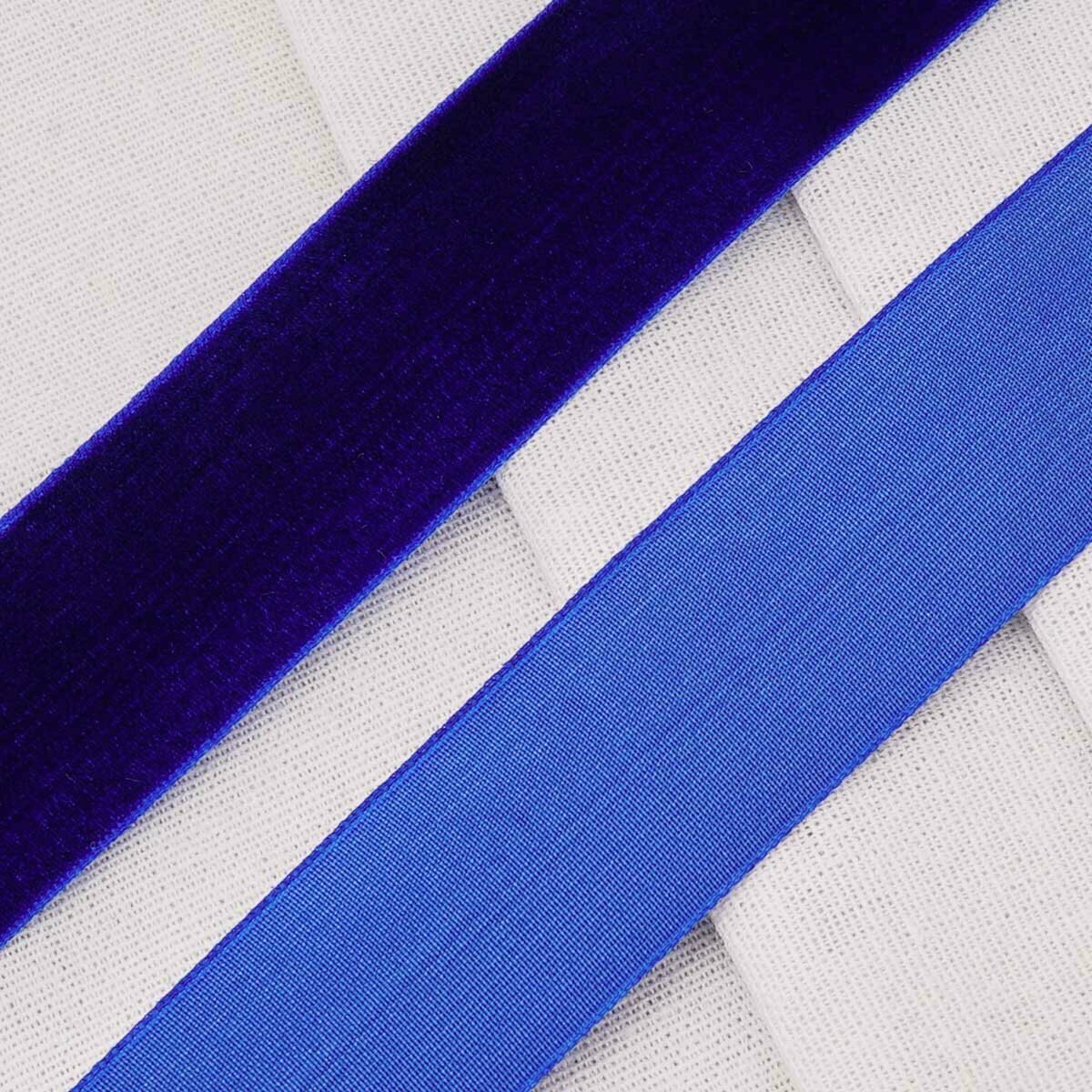 Лента бархатная для творчества, 3 см × 32,9 м, синий цвет, Айрис