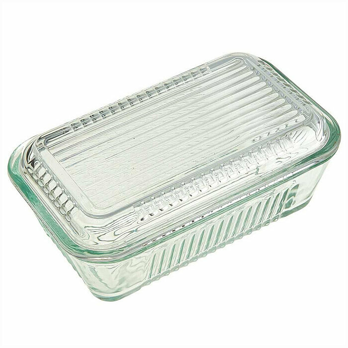 Масленка забава РК-514, жаропрочное стекло, прозрачная, с крышкой