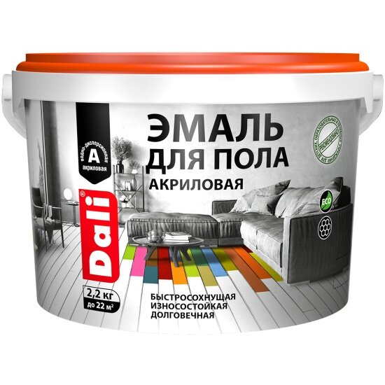 Эмаль для пола Dali , акриловая, полуглянцевая, 2,2 кг, дуб