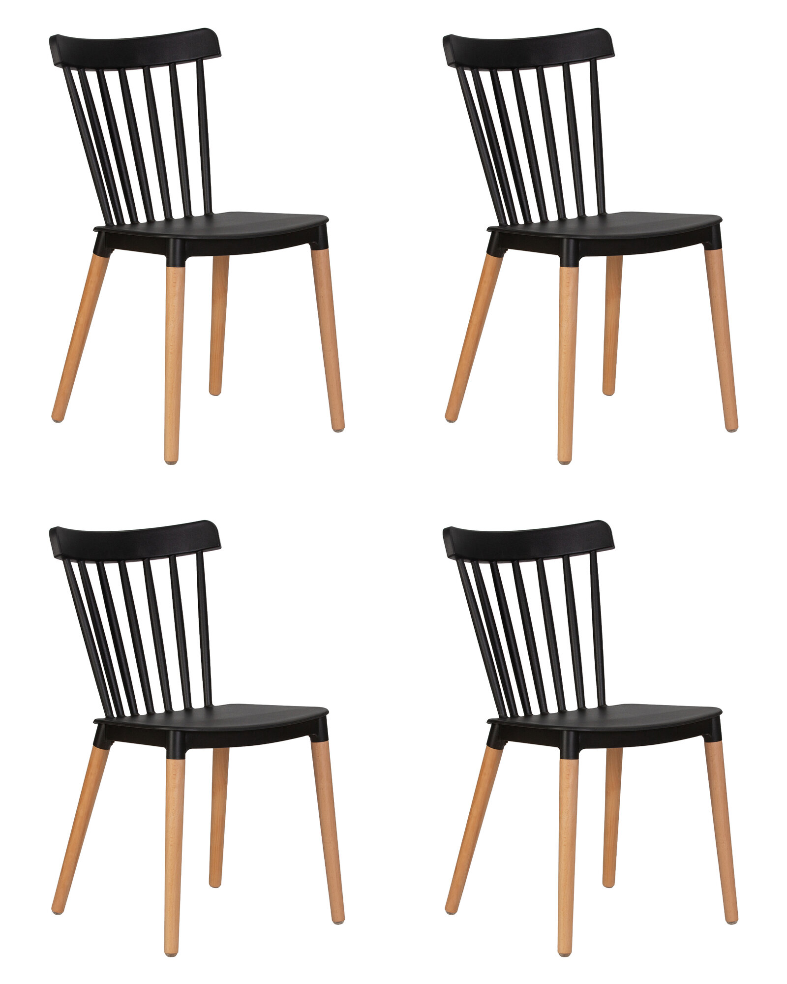 Набор 4 шт. Стул обеденный DOBRIN THEO, LMZL-PP687, ножки светлый бук, цвет черный (B-03)