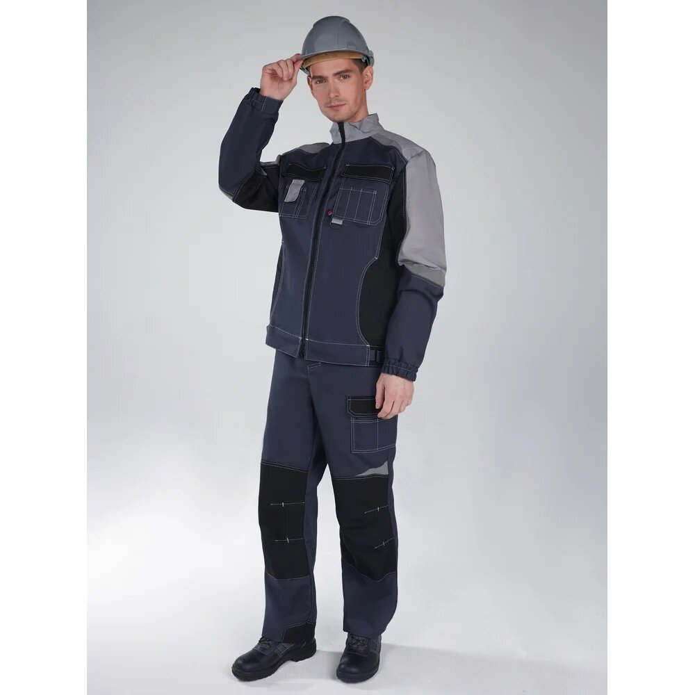 Костюм с брюками Факел Вектрон-1 (ткань смесовая, 240) т. серый/св. серый/черный, 40-42; 170-176 87473974.015, Формула