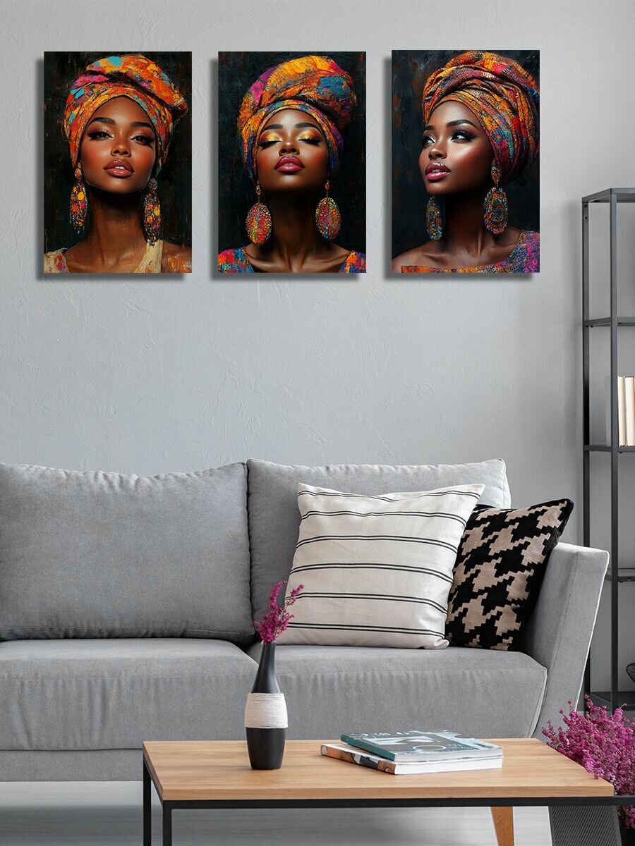 Комплект картин на холсте LOFTime 3 шт 40Х60 Африканские девушки масло КC-1153-4060