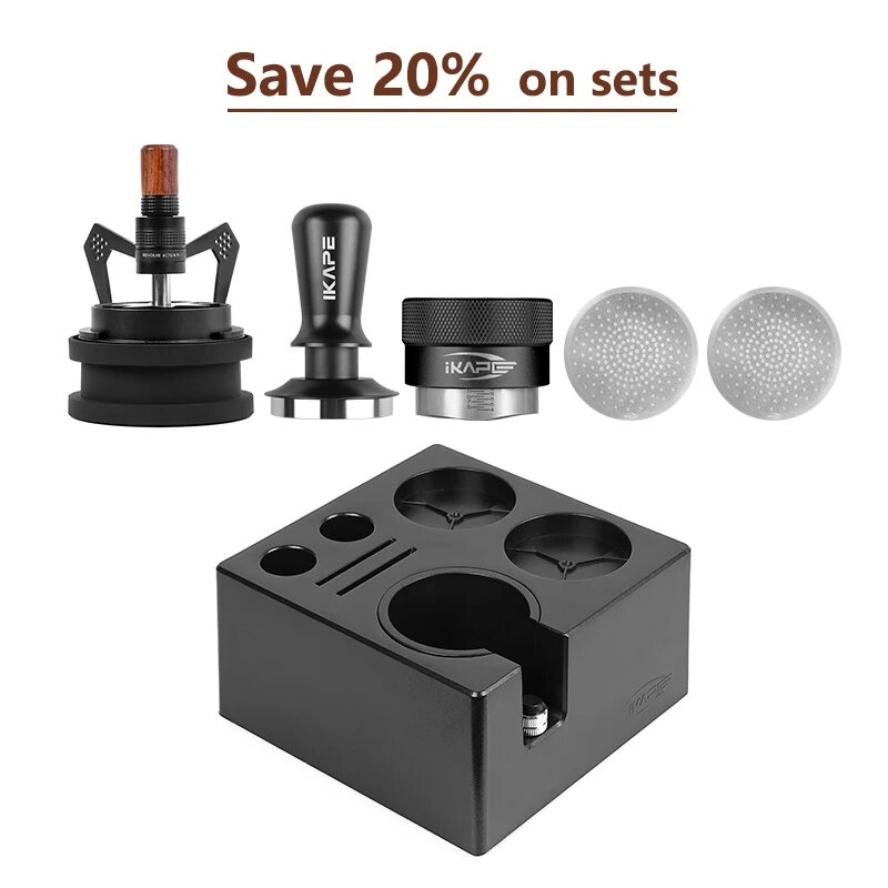 Товары для эспрессо IKAPE, набор кофейных инструментов с ABS улыбкой и темпером V3 58.5MM SET Black