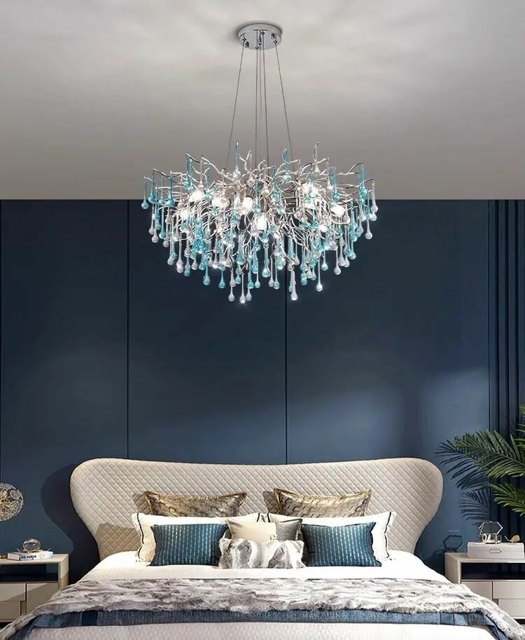 Голубая хрустальная люстра мощностью 63 Вт шириной 60 см -HJ