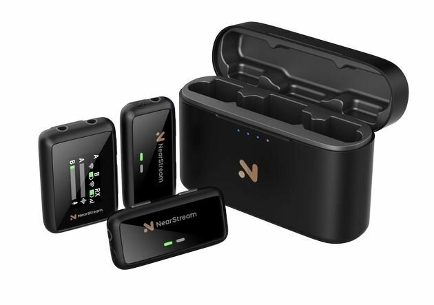 Микрофон петличный NearStream AWM20T с зарядным кейсом, 2 канала