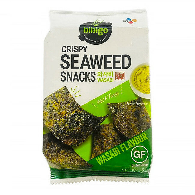 Морская капуста обжаренная CJ Bibigo со вкусом васаби 5 г, Южная Корея