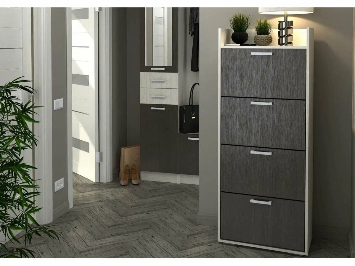 Обувница закрытая «Дели-3» 4 отделения, венге/дуб белфорт (600х320х1490)