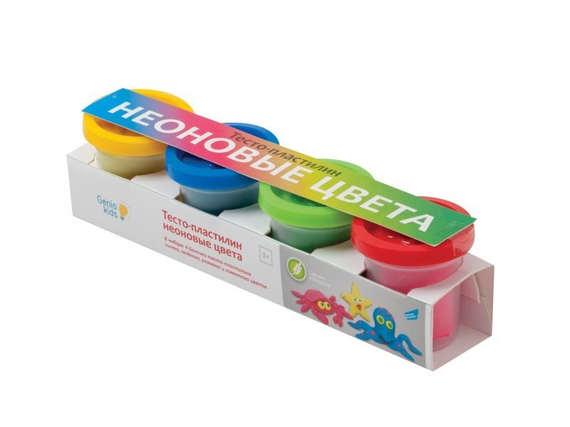 Genio Kids Набор для лепки Тесто-пластилин Неоновые цвета ТА1016V с 3 лет