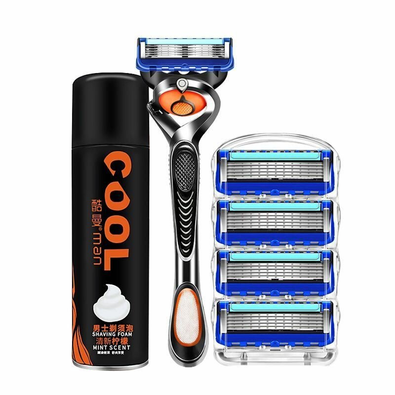 Подарочный набор: 5 Мужская Бритва , 4 кассеты, с 5 лезвиями, c точным триммером для труднодоступных мест
