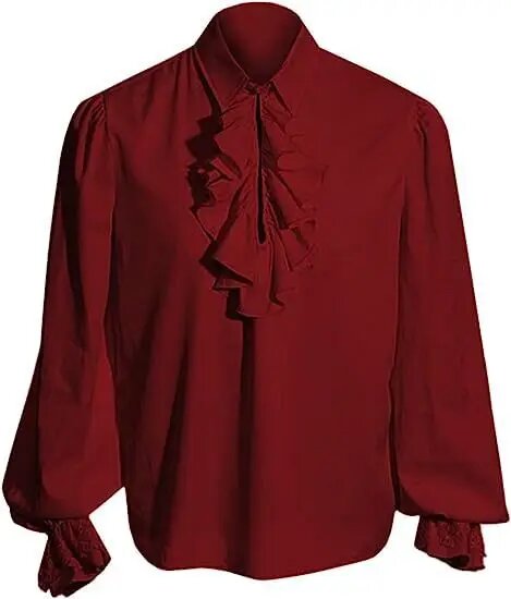 Мужской готический костюм в стиле стимпанк Бордовый, S, red shirt