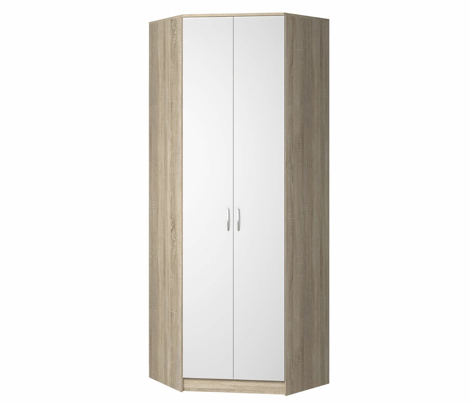 Шкаф угловой Фреш УФР 3-2, белый/дуб сонома, 110х50х240 см, ЛДСП, 13 полок