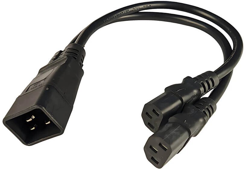 Кабель питания C20 - 2x C13, 0.3м, Cabeus (PC-IEC20-2xIEC13-1.5-0.3M)