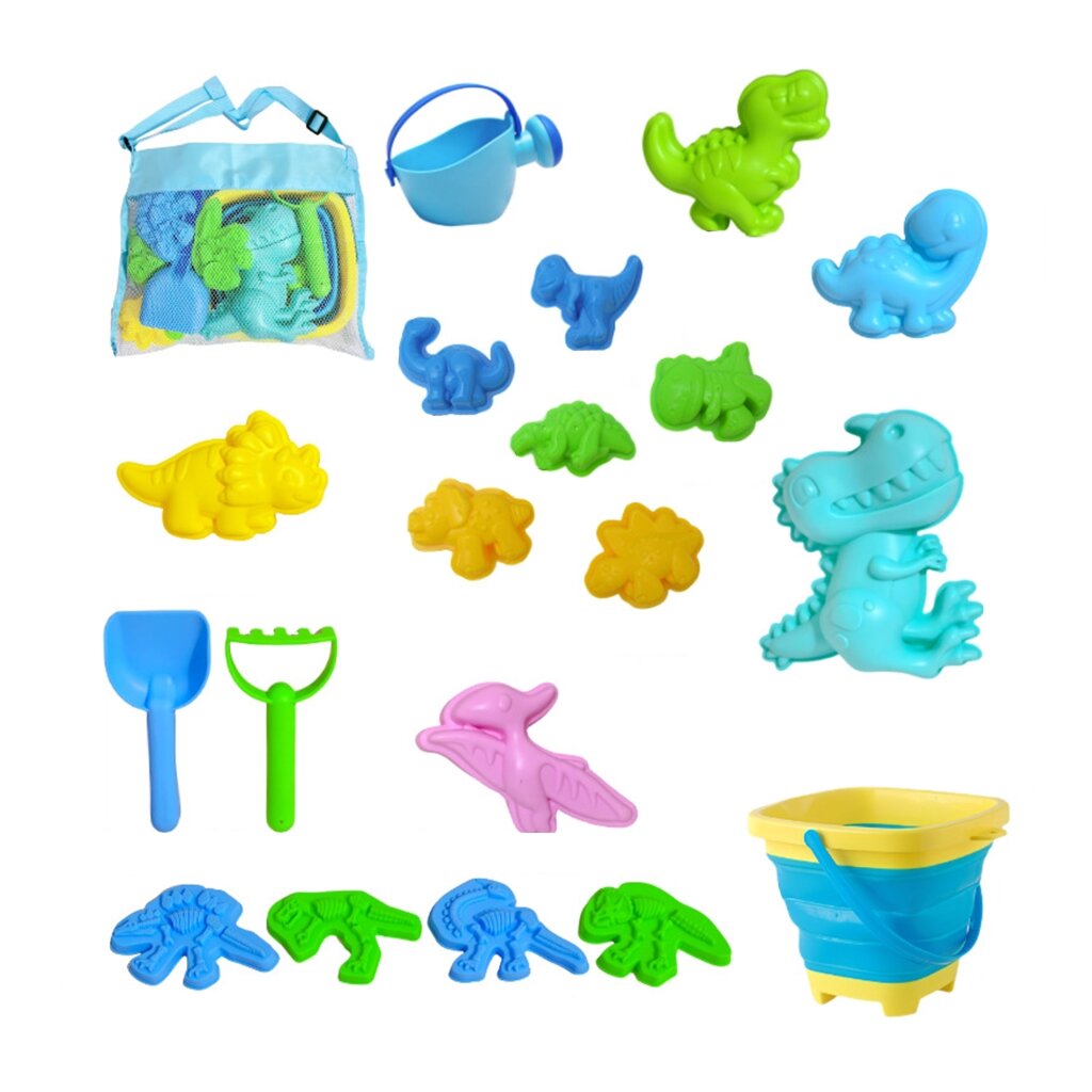 Набор детских песочных игрушек для песочницы со складным ведерком и забавной формой для пляжа и сада на заднем дворе с дорожной сумкой