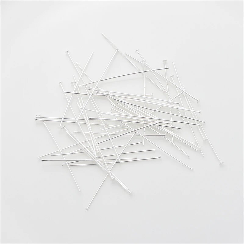 Латунные Т-образные штифты для ювелирных изделий 50 шт. 0.7x40mm, Plated Thick Silver