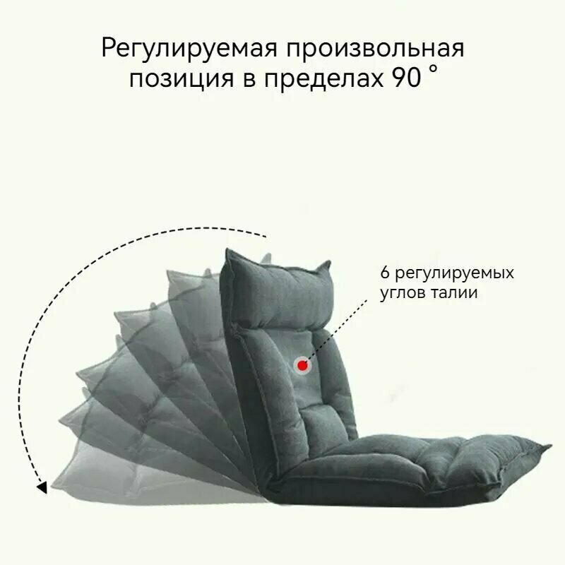 Бескаркасный диван, лен, высота 60, глубина 56, цвет темно-серый