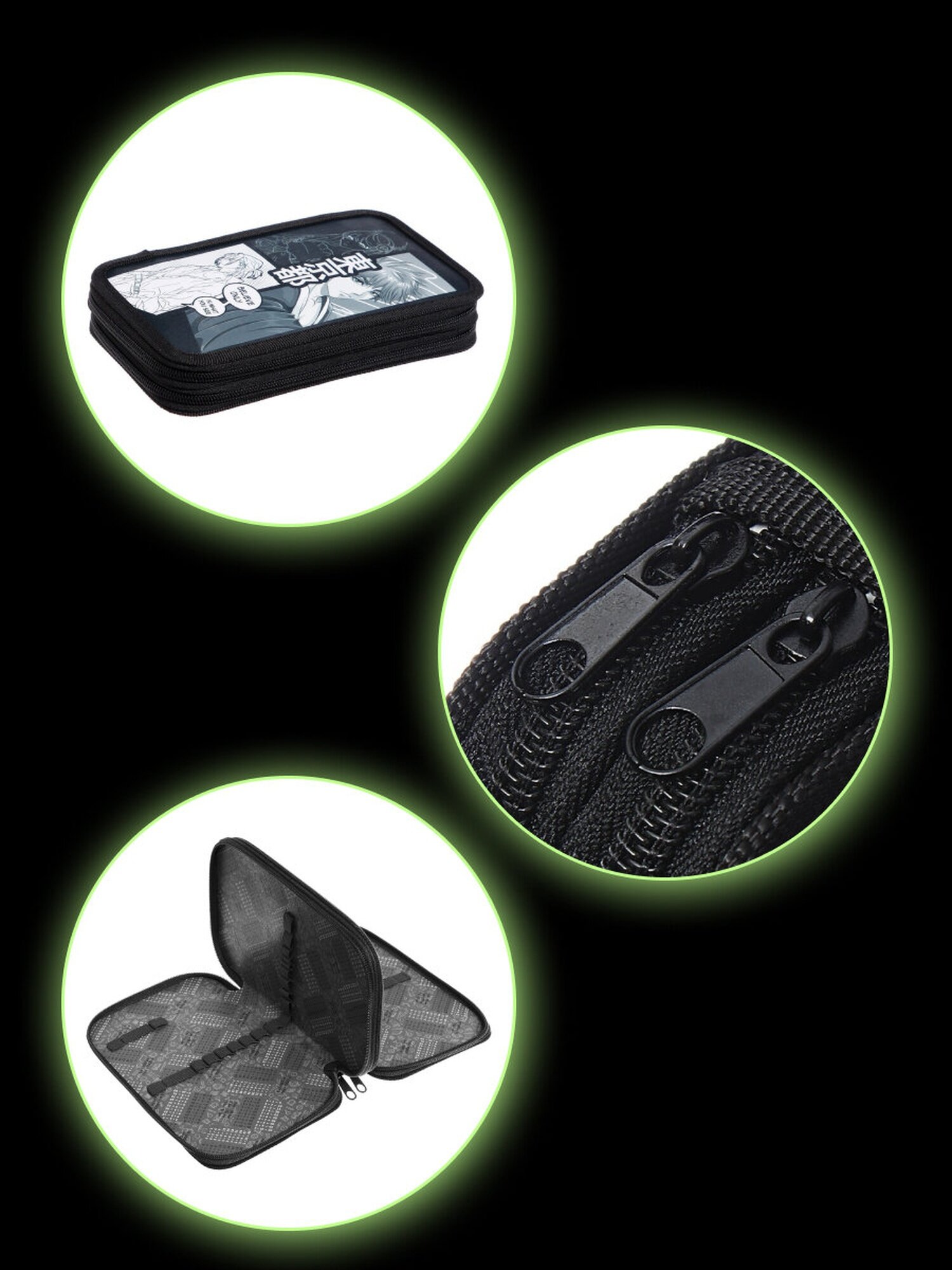 Пенал 2 секции, 125 х 205 х 40 мм, Calligrata 30П26/2 "Аниме принт", ламинированный картон