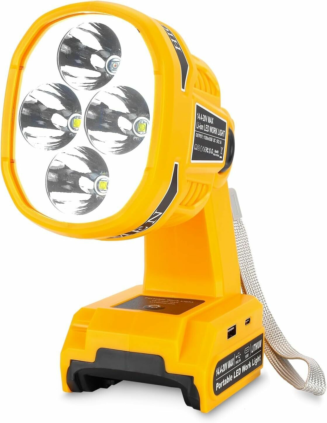 Беспроводной светодиодный фонарик для Dewalt 20V 18V аккумулятор 22W светодиодный рабочий свет ремешок USB