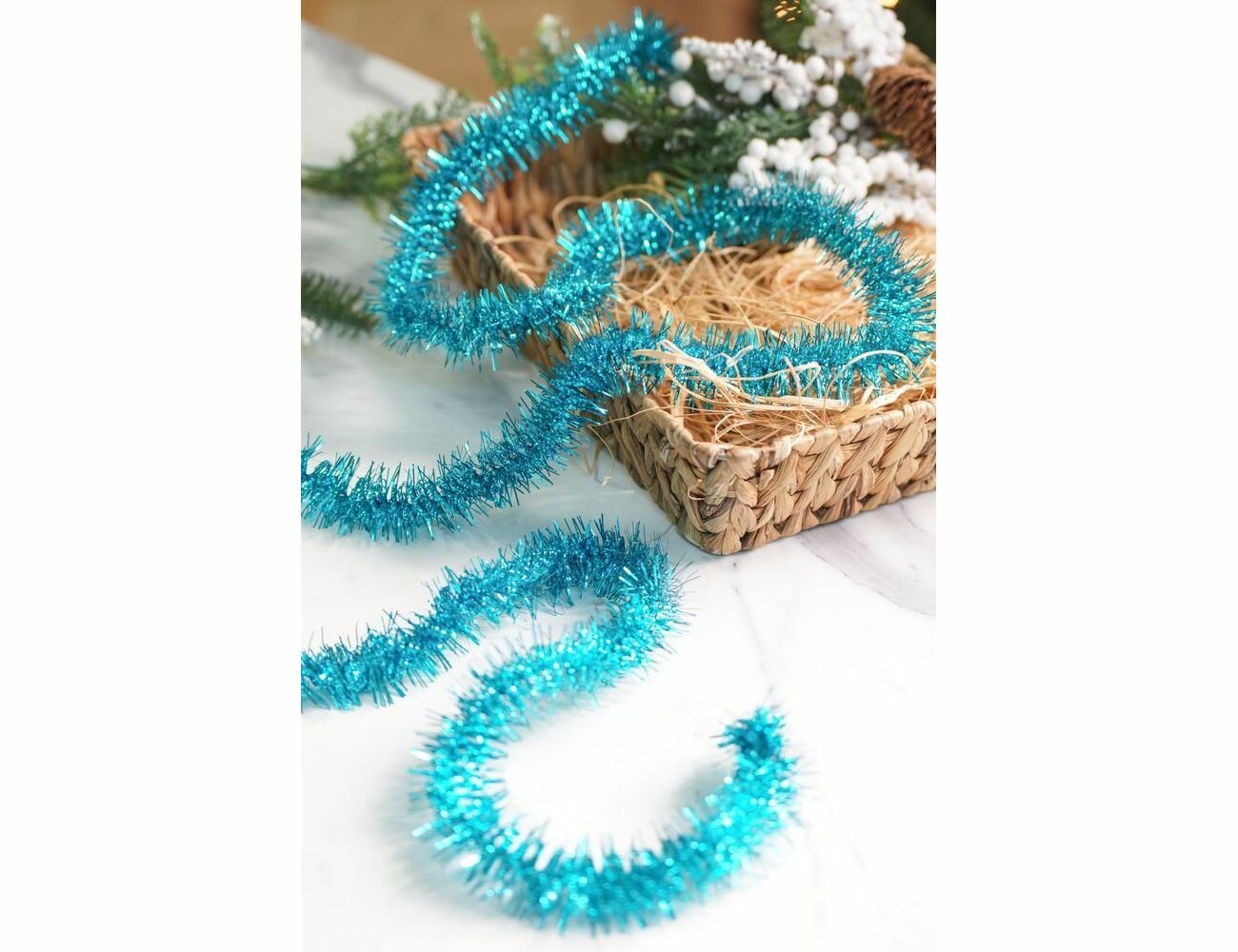 Мишура карусель, голубая, 4.5 см х 2 м, MOROZCO М1709