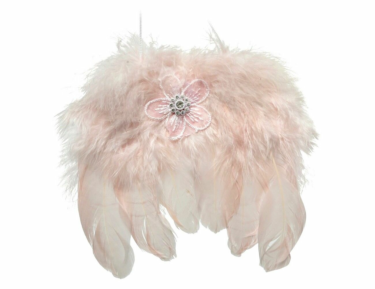 Украшение ангельские крылышки, перо, пудрово-розовые, 16 см, Kaemingk 634957-2