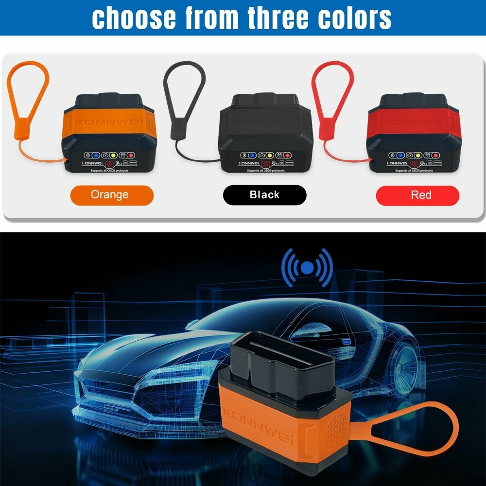 KONNWEI KW906 BT 5.0, OBD2 сканер, iOS/Android, черный