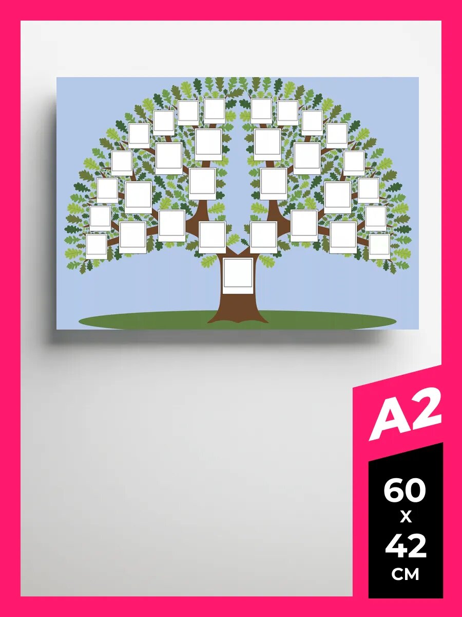 Плакат Семейное древо постер 2 A2, матовая фотобумага премиум качества