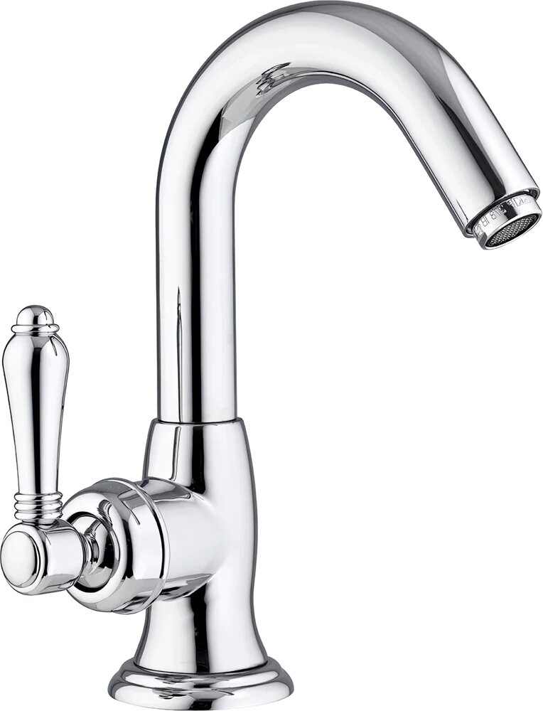 Смеситель для раковины Nicolazzi Cinquanta 3454CR75C хром, глянцевый, кран для ванной в раковину, из латуни, рычажный, с поворотным изливом, с керамическим картриджем, с донным клапаном