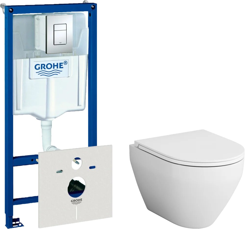 Комплект Унитаз подвесной AM.PM Spirit V2.0 с микролифтом / Инсталляция Grohe Rapid SL 38772001 3 в 1 с кнопкой смыва / Шумоизоляция 37131000