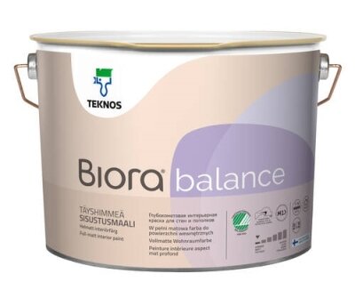 Краска Teknos BIORA BALANCE / биора баланс интерьерная для стен и потолков матовая база А 9л