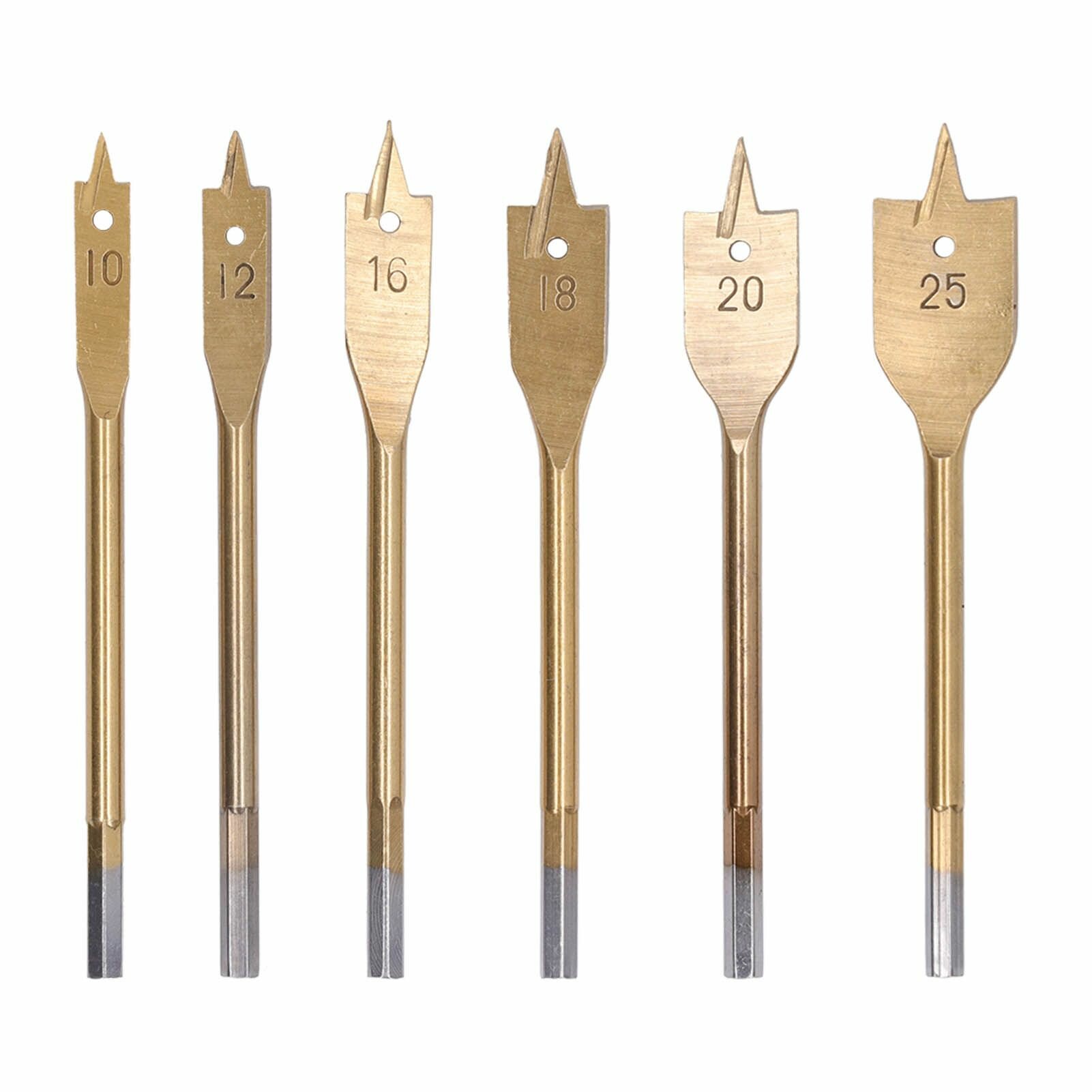 6ШТ лопаточные сверла по дереву, высокоуглеродистая сталь, золото